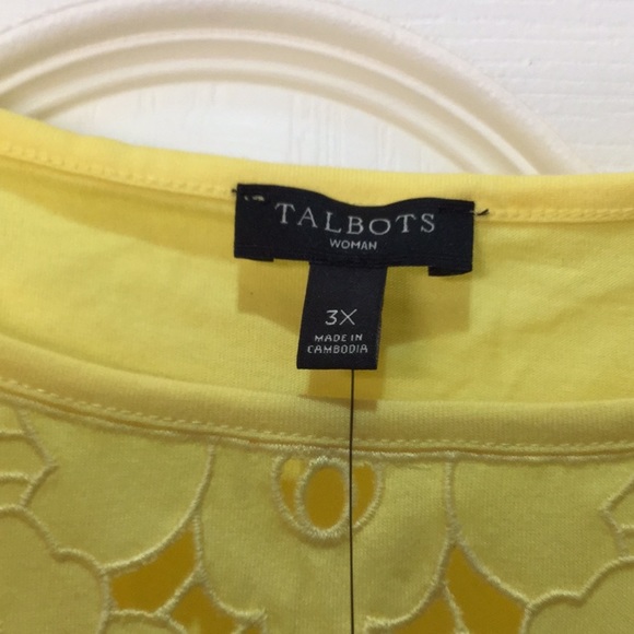 Talbots | Tops | Talbots 3x Yellow T Floral Embroidered Yellow Nwt ...